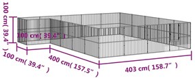 Ohrádka pro psy 20 panelů černá pozinkovaná ocel