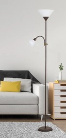 Rabalux Hnědá stojací lampa Action s bílými stínidly pro žárovky E27+E14 4188