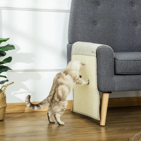 PawHut sada 2 škrabadel na pohovku pro kočky, sisalový škrabací koberec, béžová+šedá, 130x45x0,3cm, na křeslo a pohovku| Aosom