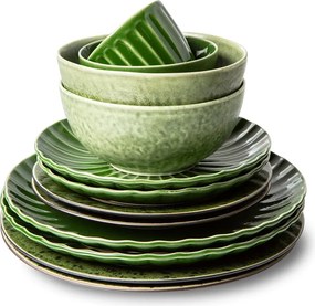 Set 2ks zelená keramická miska The Emeralds - Ø 16*7cm / 850ml