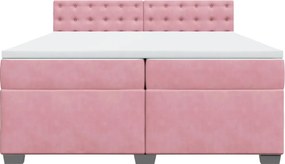 Box spring postel s matrací růžová 200x200 cm samet 3286419