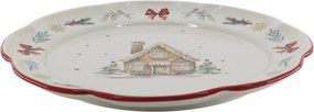 Vánoční keramický jídelní talíř Chalet de Noël – Ø 28*3 cm