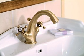 Reitano Rubinetteria, ANTEA stojánková dřezová baterie s retro hubicí, bronz, 3126