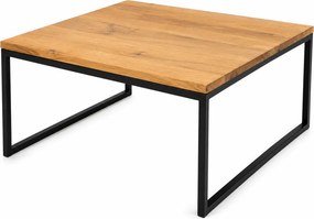 Vystavený konferenční stolek ALEXIS 80 × 80 cm – dubový masiv s kovovou podnoží