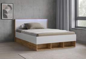 Postel Junior 1,2×2,0 s šuplíky, dub kraft / bílá Asti