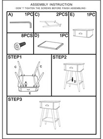 Noční stolek Mauro Ferretti Bronx, výška 63,5 cm