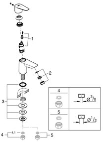 GROHE 32861001 - Stojánkový ventil BAUEDGE 131 mm lesklý chrom