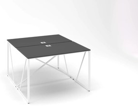 Psací stůl Dvoumístný Lenza PROX 118/67 Dekor stolové desky: černý grafit, Barva podnože: bílá