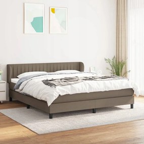 Box Spring Postel S Matrací Textil Taupe Svislé pruhy 180 x 200 cm