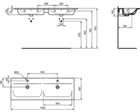 Ideal Standard Connect Nábytkové dvojumyvadlo 134 cm E027201