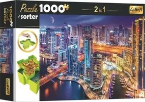 Trefl - Puzzle - 2v1 Noční Dubaj s třídičem / 1000 dílků / 68.3 x 48 c