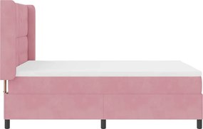 Postel s boxspringem s čelo Růžová 160 x 200 cm samet 3342019