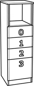 Dětská komoda Numero 4F - dub bílý/fialová