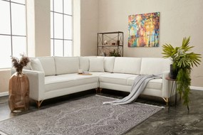 Hanah Home Rohová pohovka BERLIN krémová se zlatou 258 cm