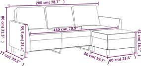 3místná pohovka s podnožkou šedá 180 cm umělá kůže 3201124