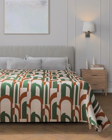 Přehoz na postel 220x260 cm barva zelená látka pletený vzor, vzorované