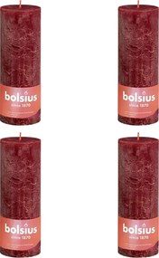 Bolsius Rustikální válcové svíčky Shine 4ks 190x68 mm [440839] Barva: Sametově červená