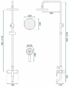 Sprchový komplet REA VERSO černý mat
