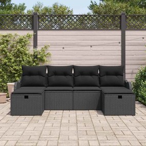 Set pohovek 6 ks 6-Počet míst Černá polyratan 3359022