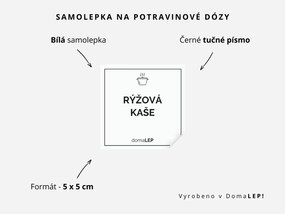 RÝŽOVÁ KAŠE - omyvatelná samolepka na dózu, výběr rozměrů Ø 5 cm / 5 x 5 cm / 6 x 8 cm | DomaLEP tvar: ČTVEREC, barva: BÍLÁ - ČERNÉ písmo, velikost: š. 5 cm x v. 5 cm - tučné písmo