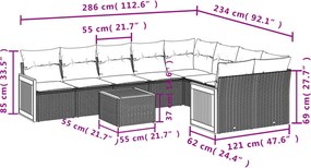 10dílná zahradní sedací souprava s poduškami béžová polyratan 3260393