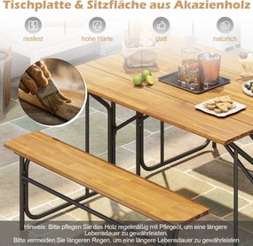 Costway Sada stolní lavice pro piknikový stůl pro 2 osoby a sedátko s deskou