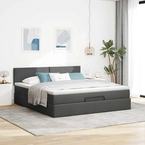Osmanský rám postele s matrací tmavě šedá 160x200cm textil 3312237