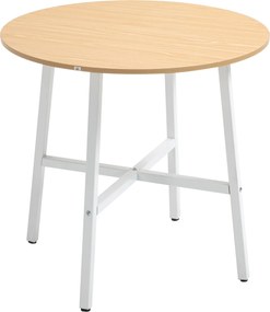 HOMCOM Jídelní stůl pro 4 osoby, kuchyňský stůl moderního designu, ocel, přírodní dřevo, 80 x 80 x 76 cm | Aosom