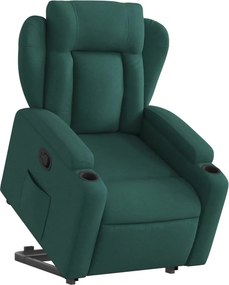 Zvedací polohovací křeslo tmavě zelené textil 3204488