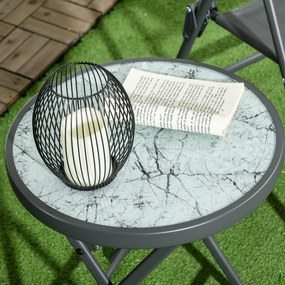 Klappbarer Beistelltisch, Outdoor-Klapptisch, mit Tischplatte aus gehärtetem Glas, für Terrasse, 45 x 45 x 50 cm, Weiß
