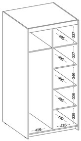 Šatní skříň ELENA 2D 1L + zrcadlo + nástavec | 89,7 cm | dub sonoma