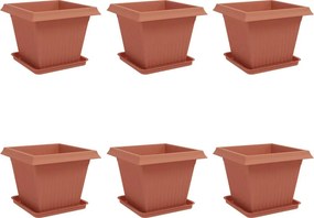 Květináče 6 ks Cihlově červená Plast 3403296