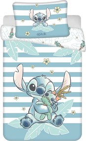 Světle modré bavlněné dětské povlečení do postýlky 100x135 cm Lilo & Stitch "Tropical Hugs" – Jerry Fabrics