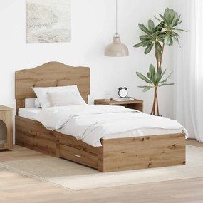 Rám postele s čelo Artisanový dub 90 x 200 cm Kompozitní dřevo 3413246