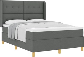 Postel s boxspringem s čelo Tmavě šedá 160 x 200 cm textil 3341841