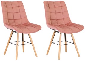 Jídelní židle Gargrave - 2 ks - samet | růžové