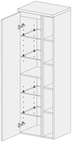 Intedoor OPERA, koupelnová skříňka vysoká - nika vpravo, dveře levé - OP SV 55 1D L 1OPP OP SV 55 1D L 1OPP