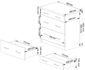 Spodní kuchyňská skříňka s deskou LIMA S80 SZ3 bílá / dub sonoma
