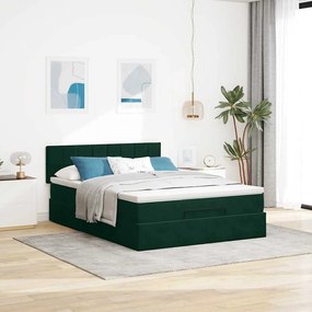 Osmanský rám postele s matrací tmavě zelená 140x190cm samet 3312623