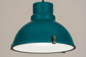 Závěsné modré retro svítidlo nad jídelní stůl Petrolbruin Extra Blue