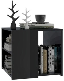 Odkládací stolek černý s vysokým leskem 50x50x45 cm dřevotříska - Default Title