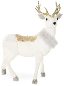 VÁNOČNÍ DEKORAČNÍ FIGURKA DEER 36CM BÍLÁ