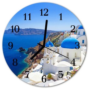 Nástenné skleněné hodiny Santorini