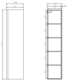 Cersanit - Moduo vysoká skříňka, šedý lesk, S590-019-DSM