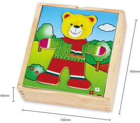 Dřevěné oblékací puzzle Viga Medvídek chlapec