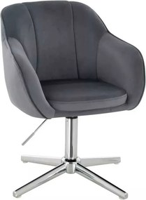 LuxuryForm DESIGN Otočná židle AVOLA VELUR na stříbrném kříži - tmavě šedá