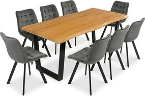 Vikio Jídelní set pro 8 osob 180x90 cm dub noha U šedá židle VJS158-8S-S