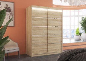 ADRK Furniture Posuvná skříň s LED osvětlením LUFT 150 SW-LUF-S-150+L-V142