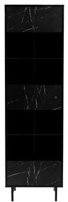 Vysoká vitrína Lukire WIT60 LK04, Barva: černá / černý mramor, Osvětlení: osvětlení LED RGB - barevné
