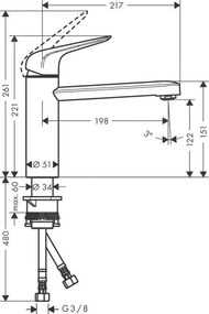 Hansgrohe Focus M42, dřezová baterie M421-H120, chromová, 71806000
